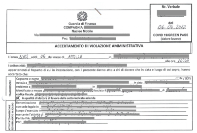 Verbale Guardia di Finanza Green Pass - Studio Kompas Srl